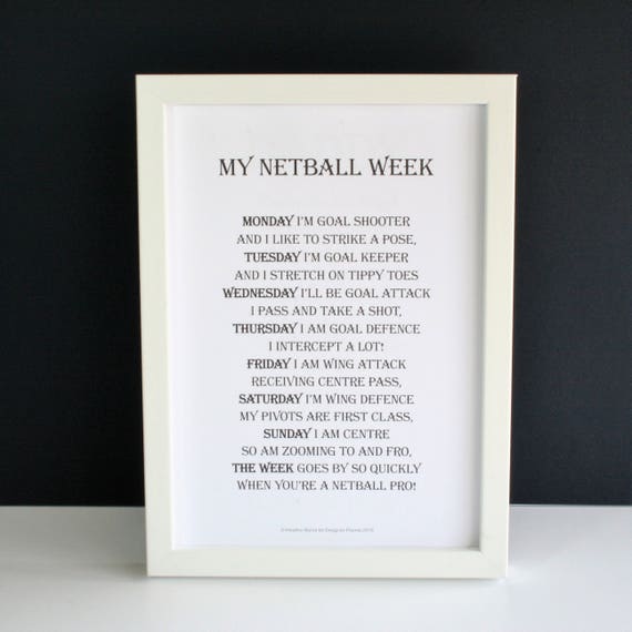 Funny netball poem My Netball Week poem poem about netball