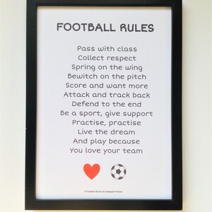 Personalised Football Player Poem Print Gift - Etsy UK