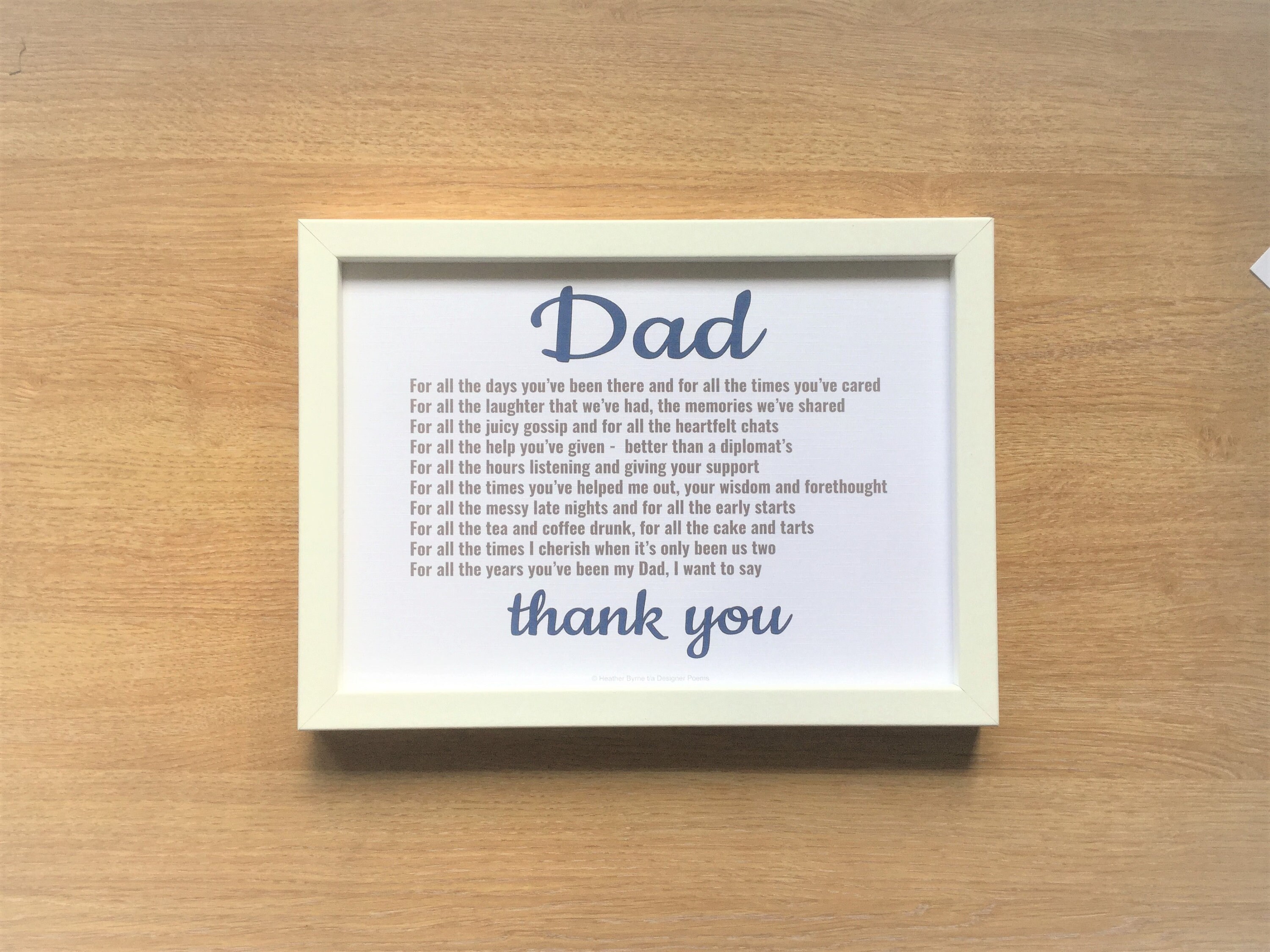 Dad Thank You Father's Day Poem Print Gift | Etsy