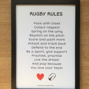 Personalised Rugby Player Poem Print - Etsy UK