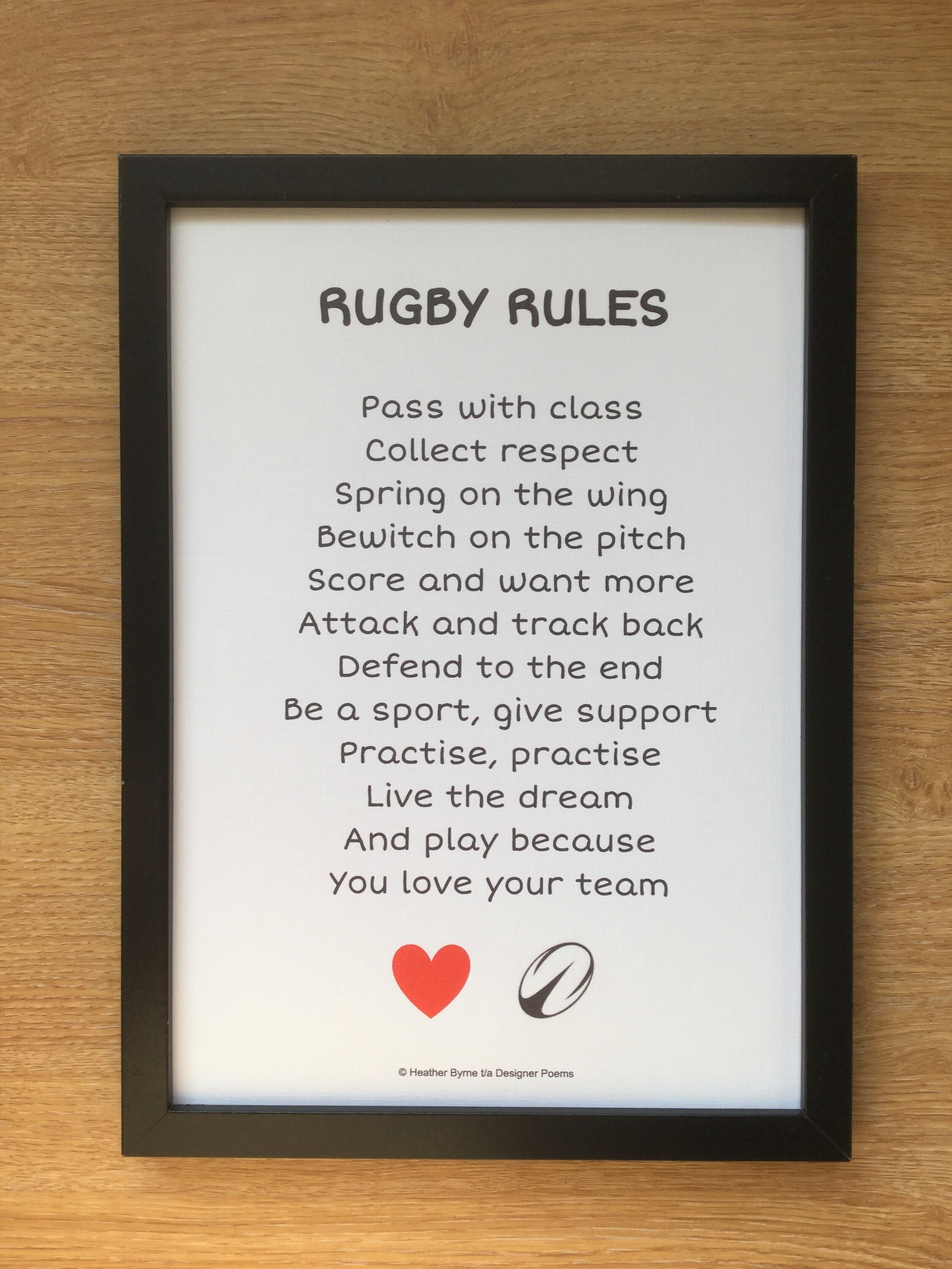 Personalised Rugby Player Poem Print - Etsy UK