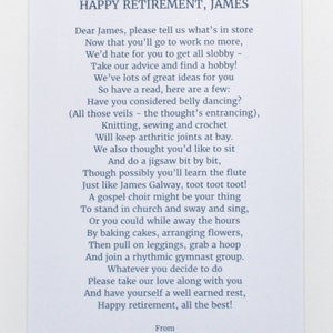 Personal Retirement Poem, Commission a Retirement Poem, Unique ...