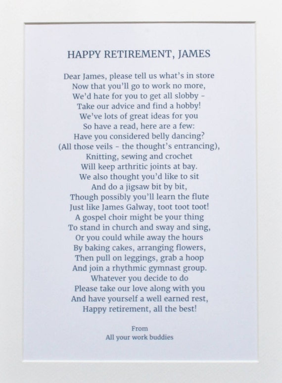 Personal retirement poem commission a retirement poem unique | Etsy