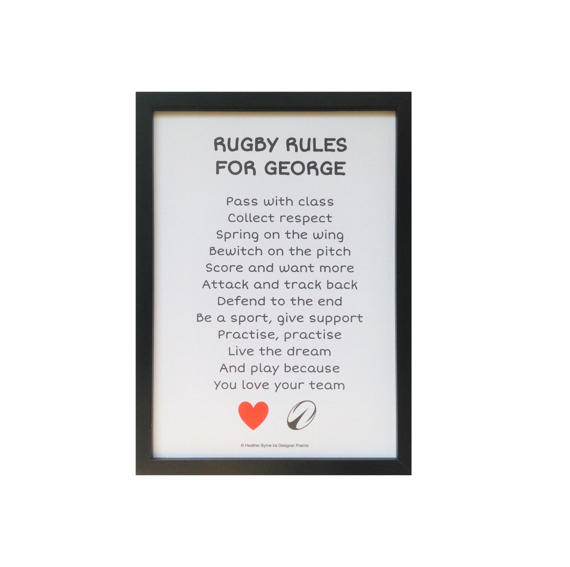 Personalised Rugby Player Poem Print - Etsy UK
