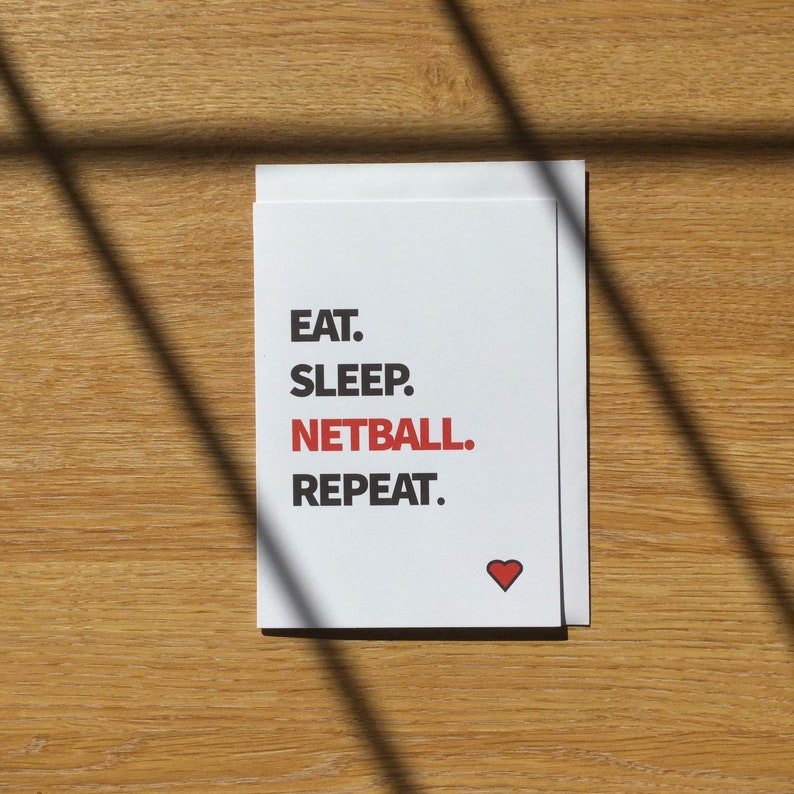 Netball Card Card for Netball Coach Eat. Sleep. Netball. | Etsy