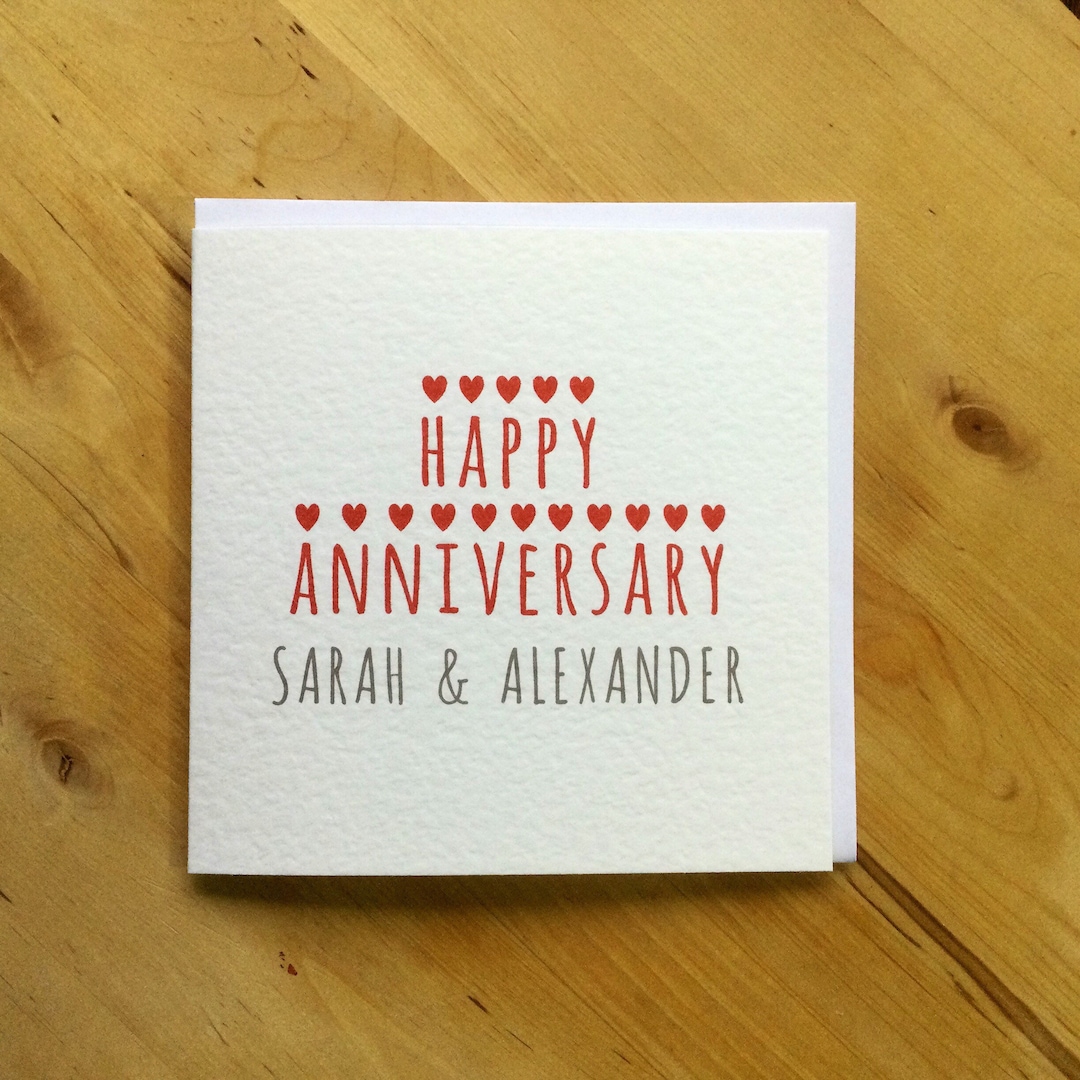 Personalised Happy Anniversary Heart Card - Etsy