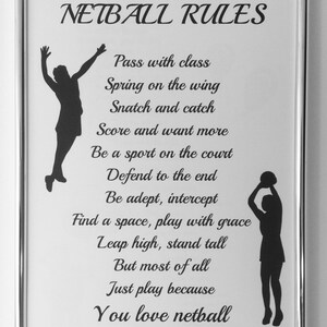 Personalised Netball Player Poem Print Gift - Etsy UK