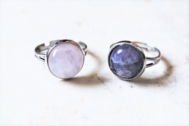 Rose Quartz/amethyst Adjustable Crystal Ring Jewellery Crystal - Etsy