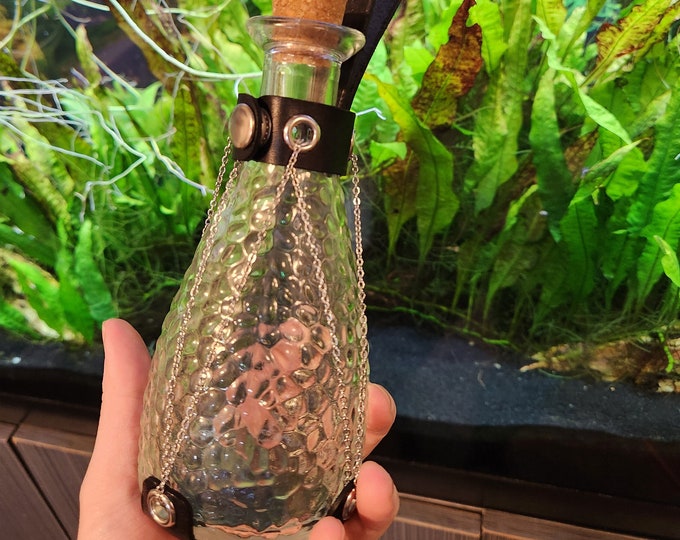 Leather Potion Holder With Silver Chain, Belt Bottle Holder, Potion ...