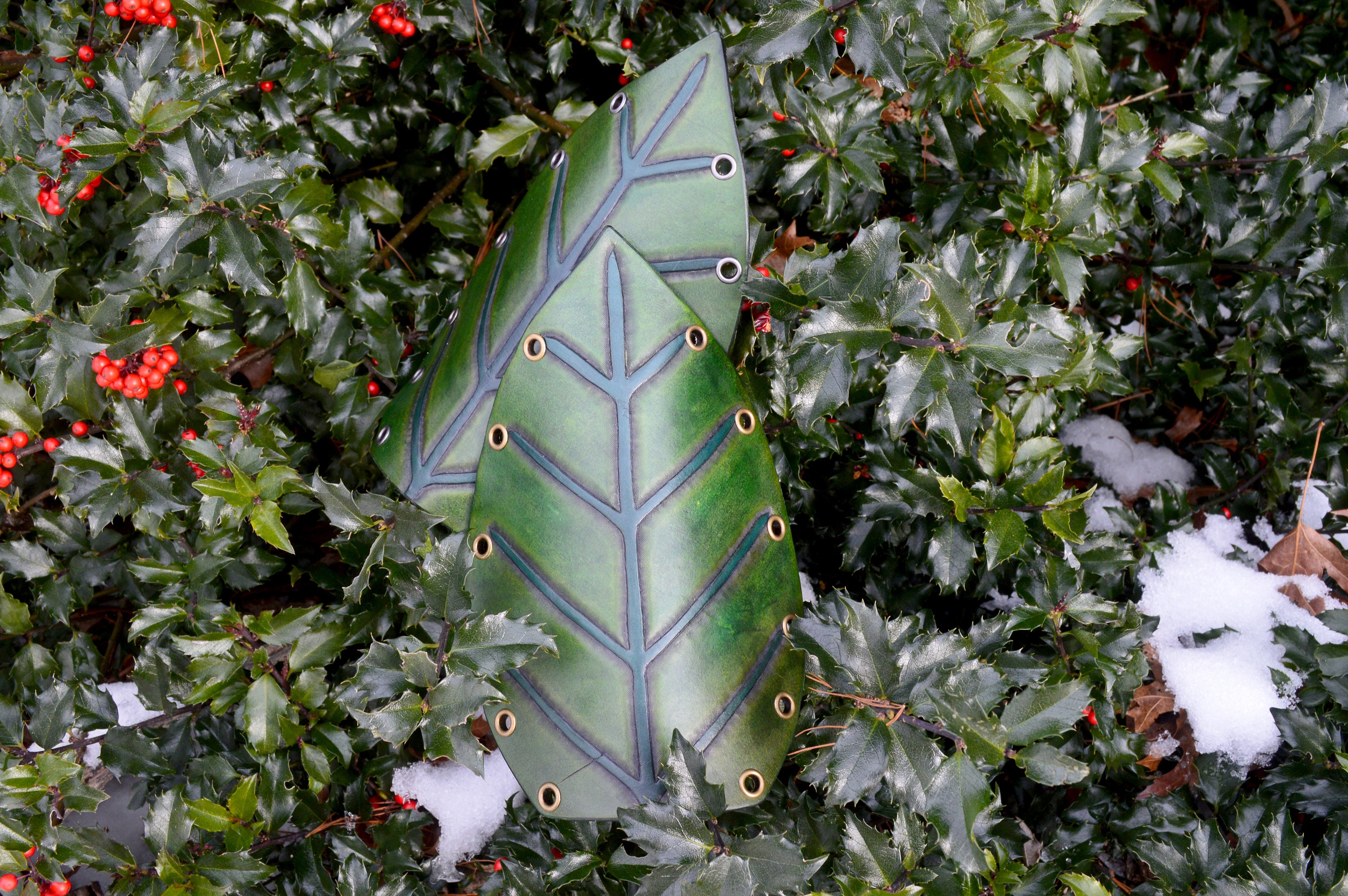 Leather Bracers Druid Armor Natural Gauntlet Medieval Leather Leaf ...