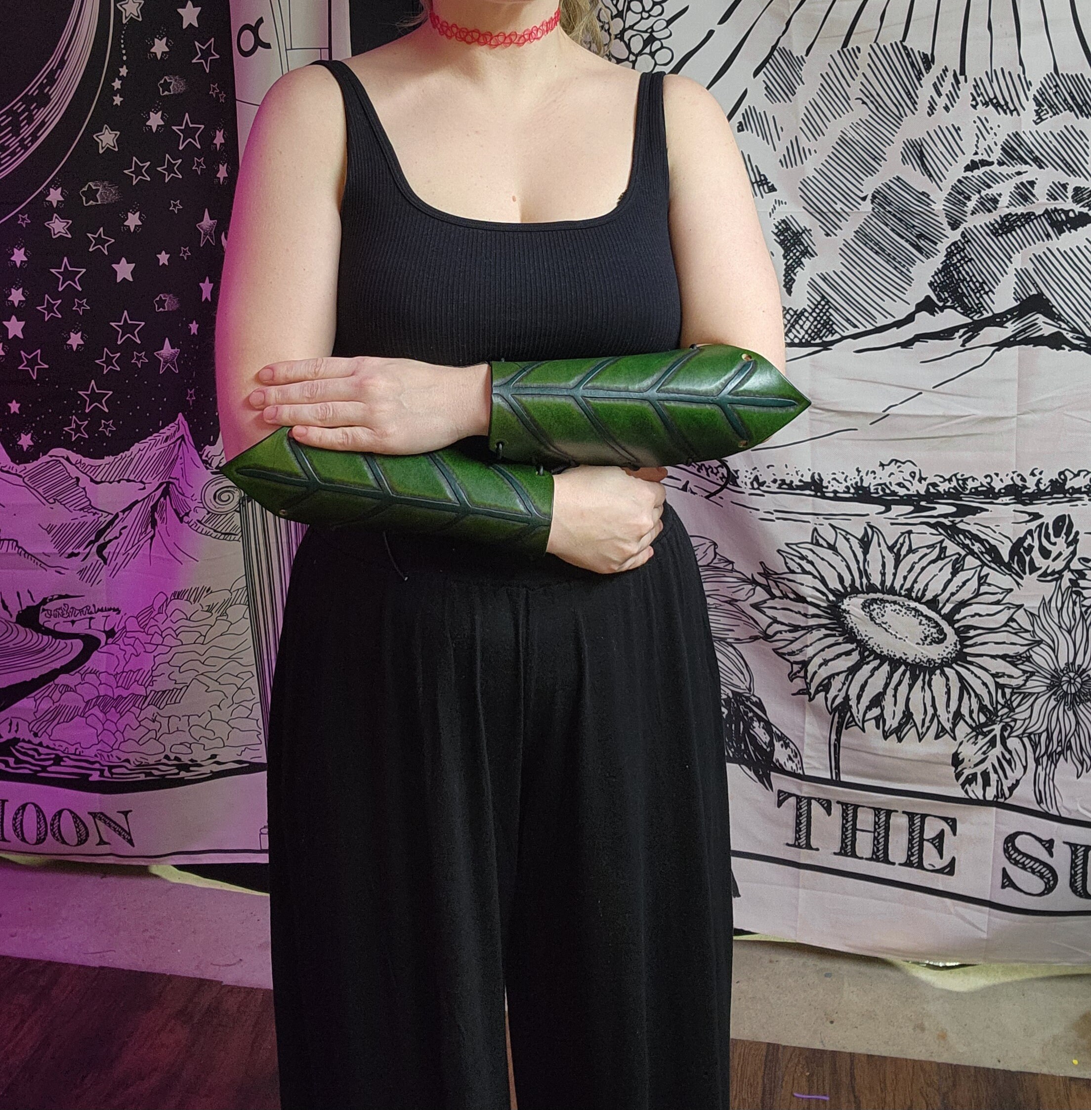 Leather Bracers Druid Armor Natural Gauntlet Medieval Leather Leaf ...