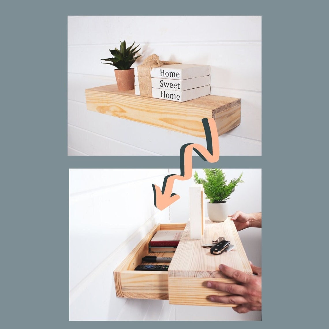 Hidden Floating Shelf Wall Mounted Shelf Floating Hidden - Etsy