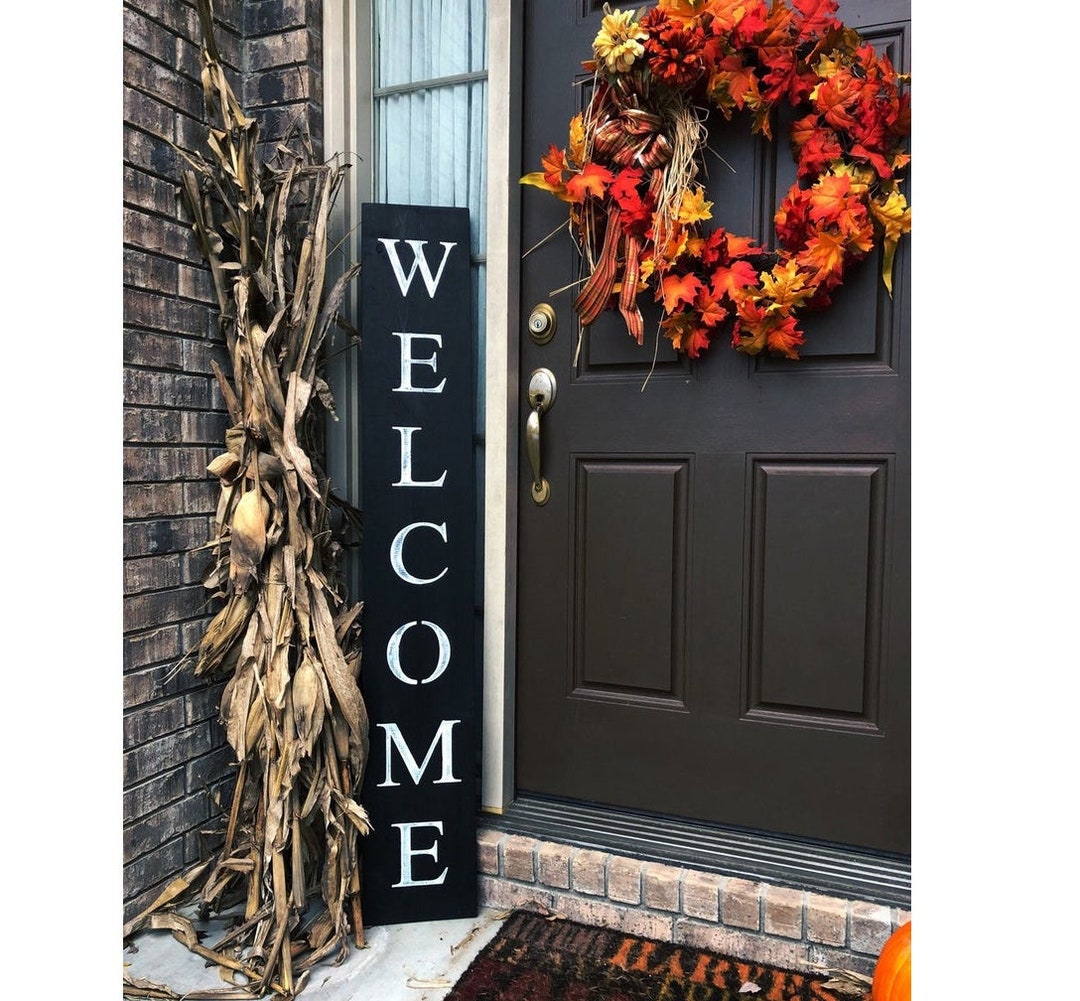 WELCOME SIGN, RUSTIC Wood Welcome Sign, Front Door Welcome Sign ...