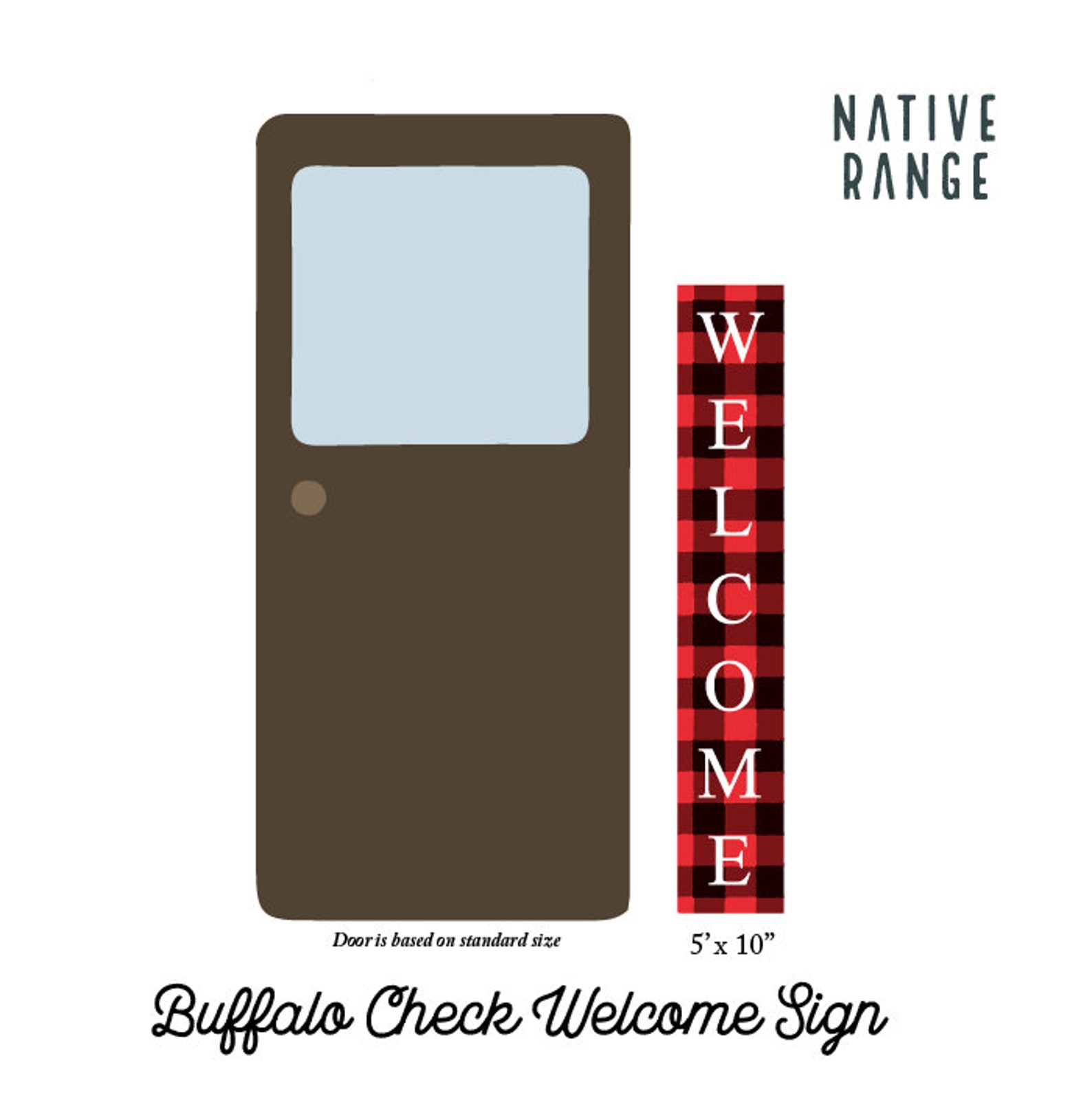 BUFFALO CHECK WELCOME Sign, Welcome Sign, Front Porch Welcome Sign ...