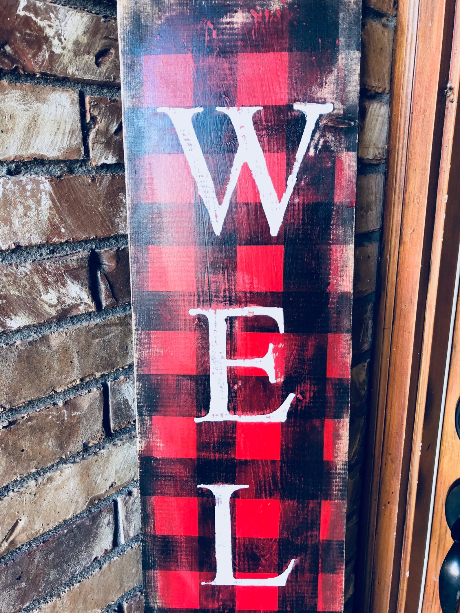 BUFFALO CHECK WELCOME Sign Welcome Sign Front Porch Welcome - Etsy