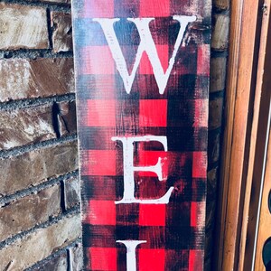 BUFFALO CHECK WELCOME Sign, Welcome Sign, Front Porch Welcome Sign ...