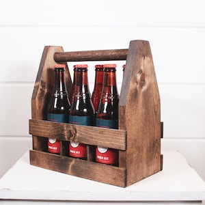 Beer Caddy, Wooden Six Pack Beer Caddy, Bottle Opener, Beer Holder ...
