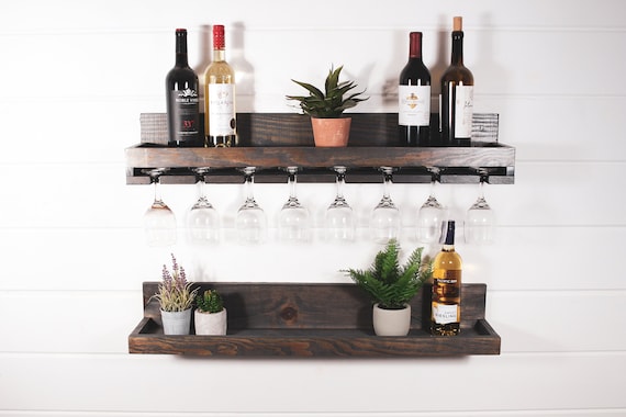 Wine Shelf Wine Rack Wood Wine Rack Bar Shelf - Etsy