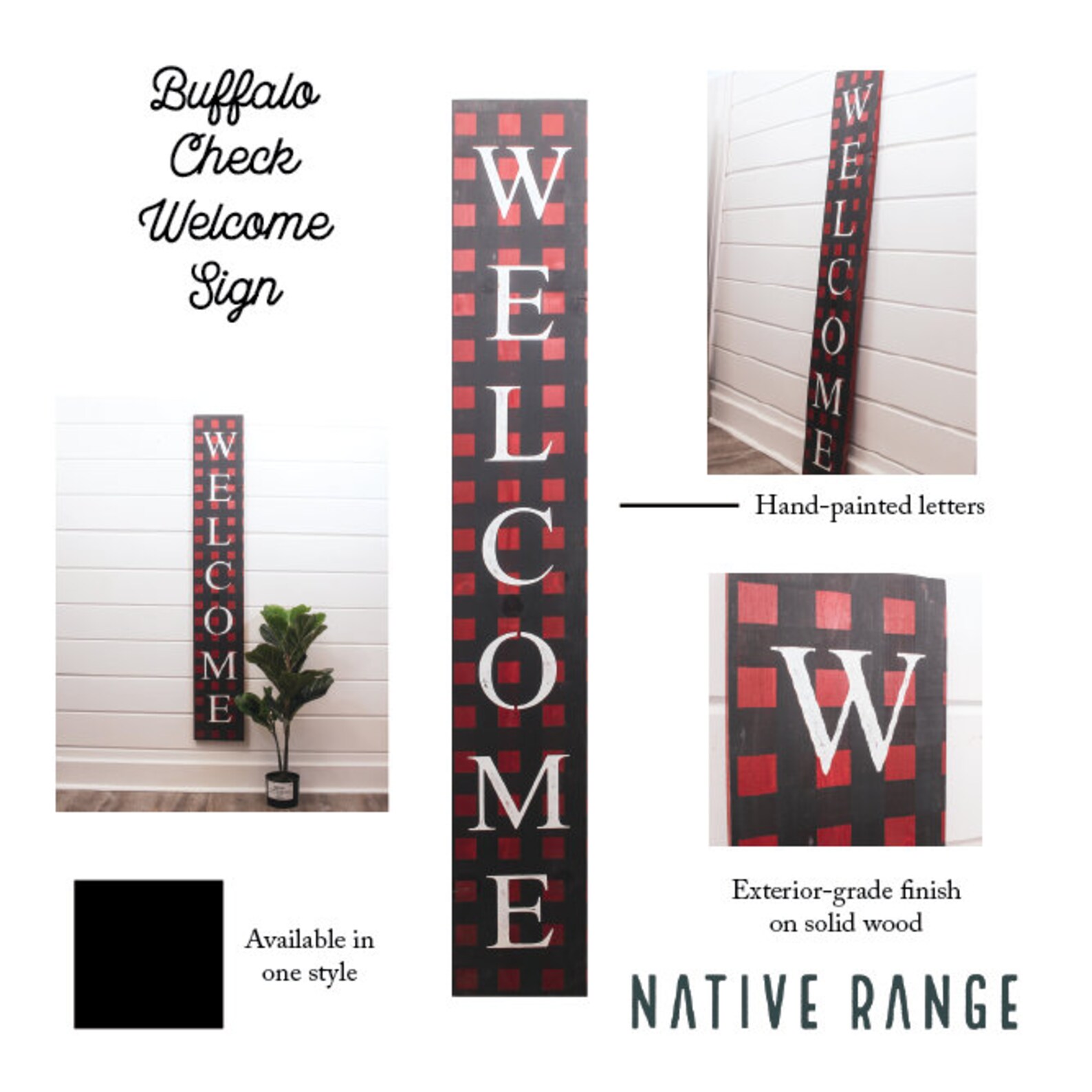 BUFFALO CHECK WELCOME Sign Welcome Sign Front Porch Welcome - Etsy