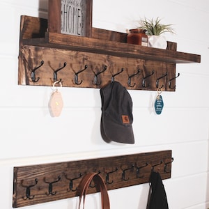 Coat Rack and Key Holder, Entryway Organizer, Shelf, Wall Mounted Coat ...