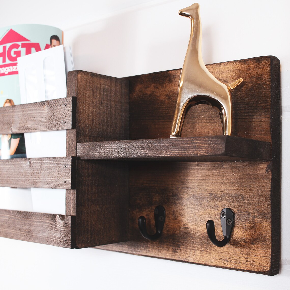 Wall Mount Entryway Mail Envelope Organizer Key Holder Hooks - Etsy