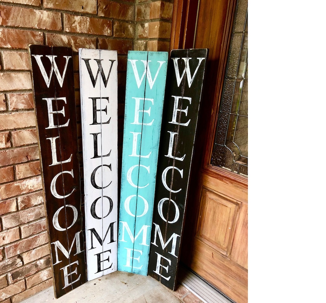 WELCOME SIGN, Wood Welcome Sign, Rustic Welcome Sign, Front Door Sign ...