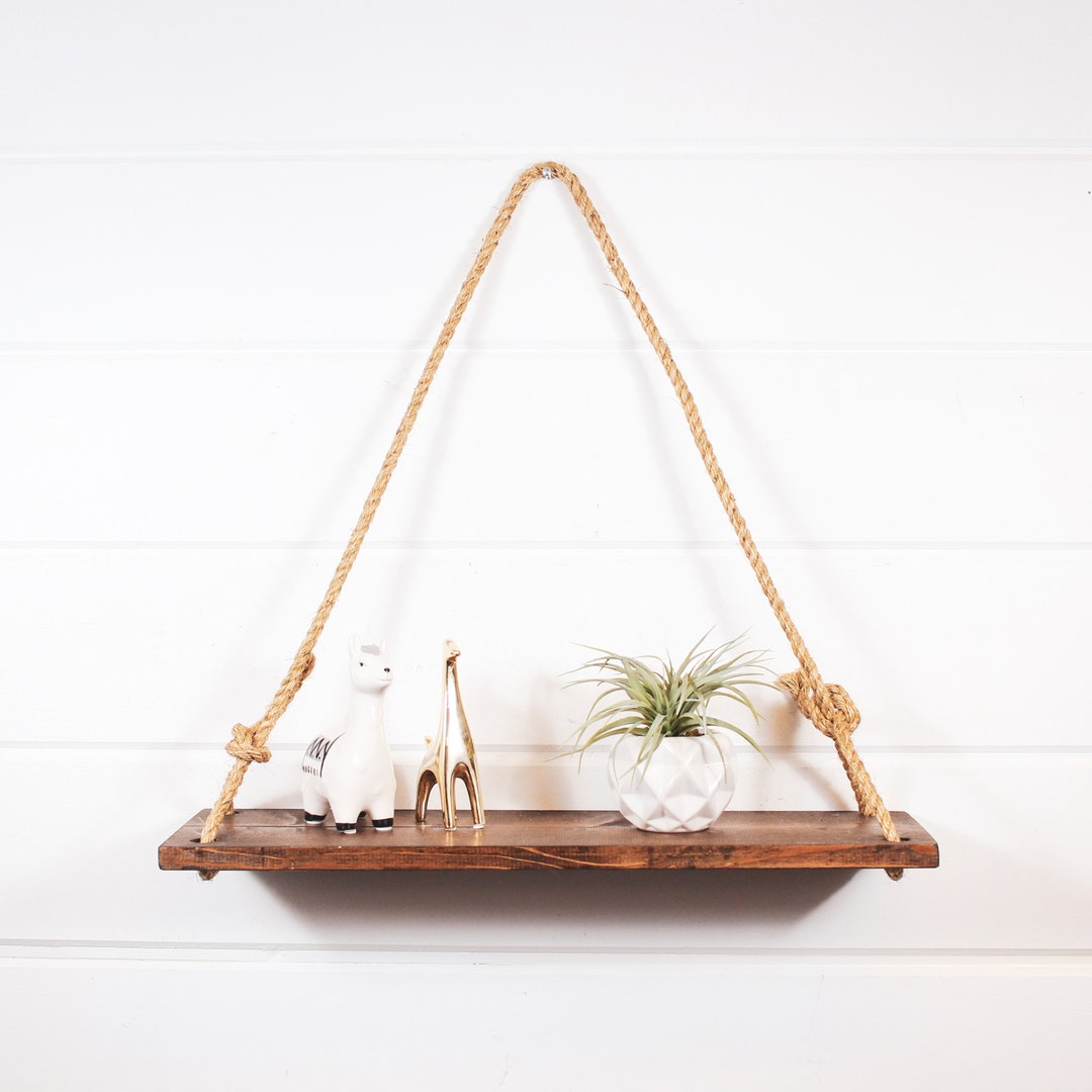 Hanging Shelf, Rope Shelf, Hanging Rope Shelf, Shelf, Rustic Shelf ...