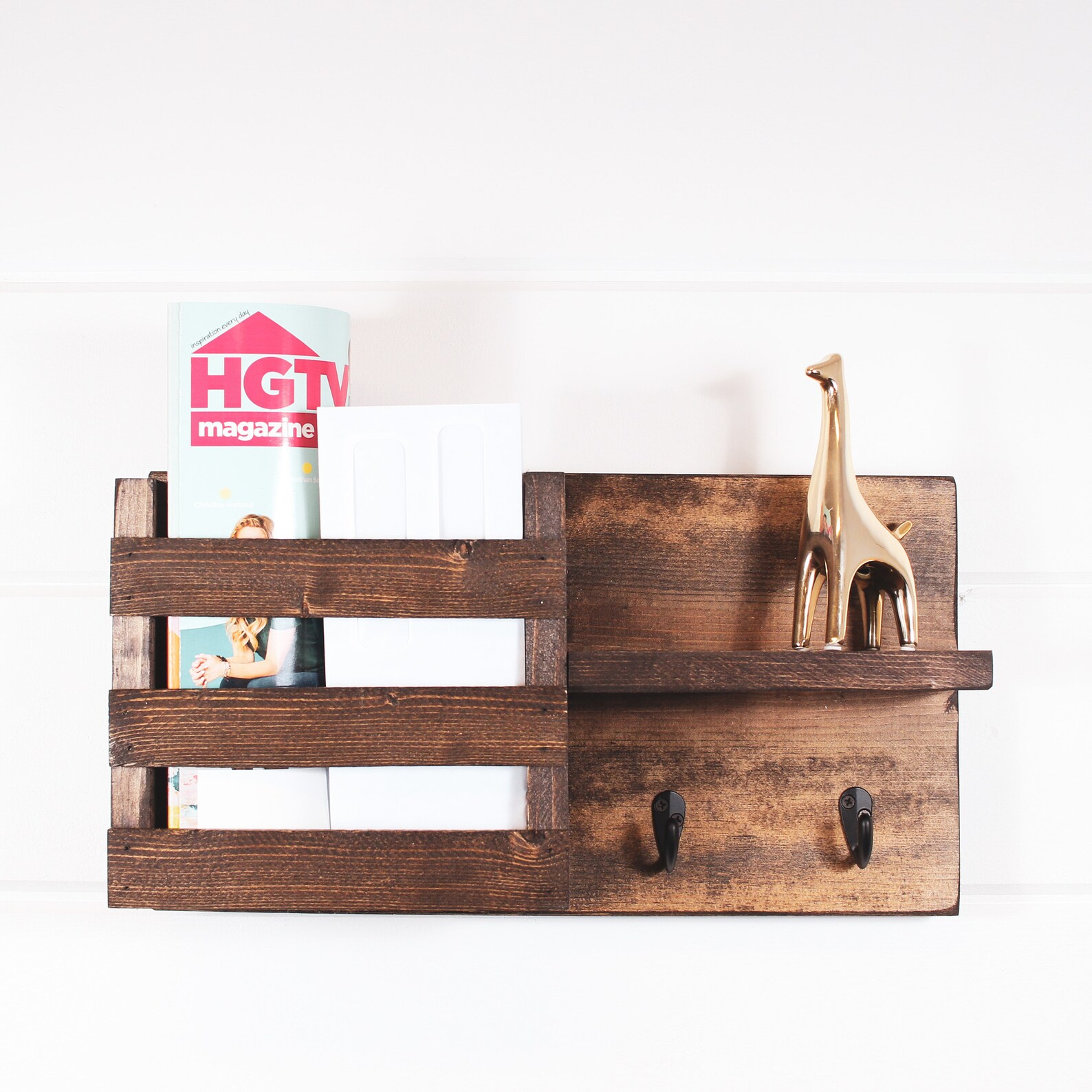 Wall Mount Entryway Mail Envelope Organizer Key Holder Hooks - Etsy