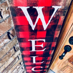 BUFFALO CHECK WELCOME Sign, Welcome Sign, Front Porch Welcome Sign ...