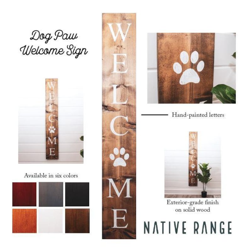 WELCOME SIGN With Pet's Paw WELCOME Sign Front Door - Etsy