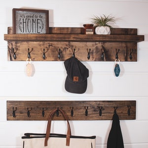 Coat Rack and Key Holder, Entryway Organizer, Shelf, Wall Mounted Coat ...