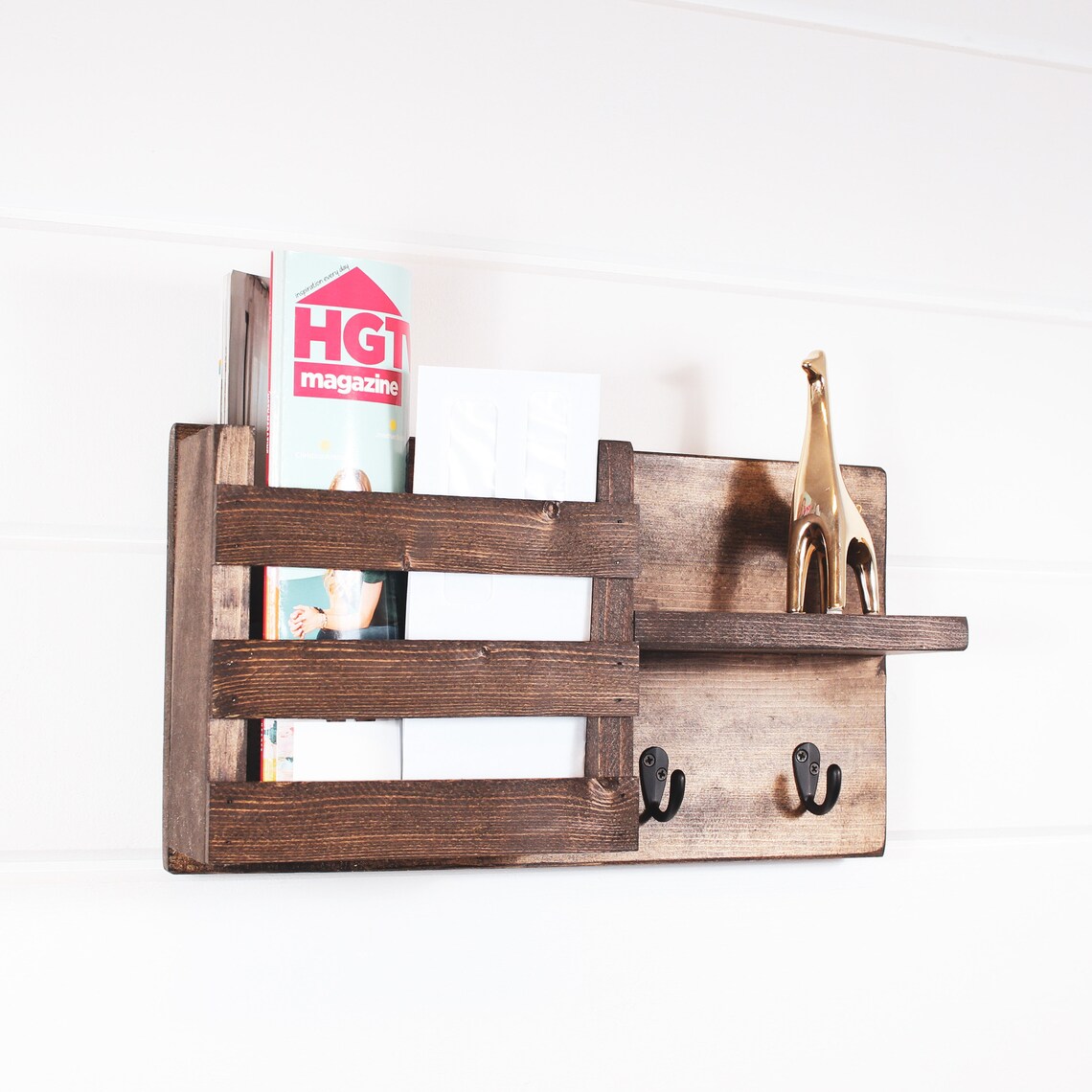 Wall Mount Entryway Mail Envelope Organizer Key Holder Hooks - Etsy
