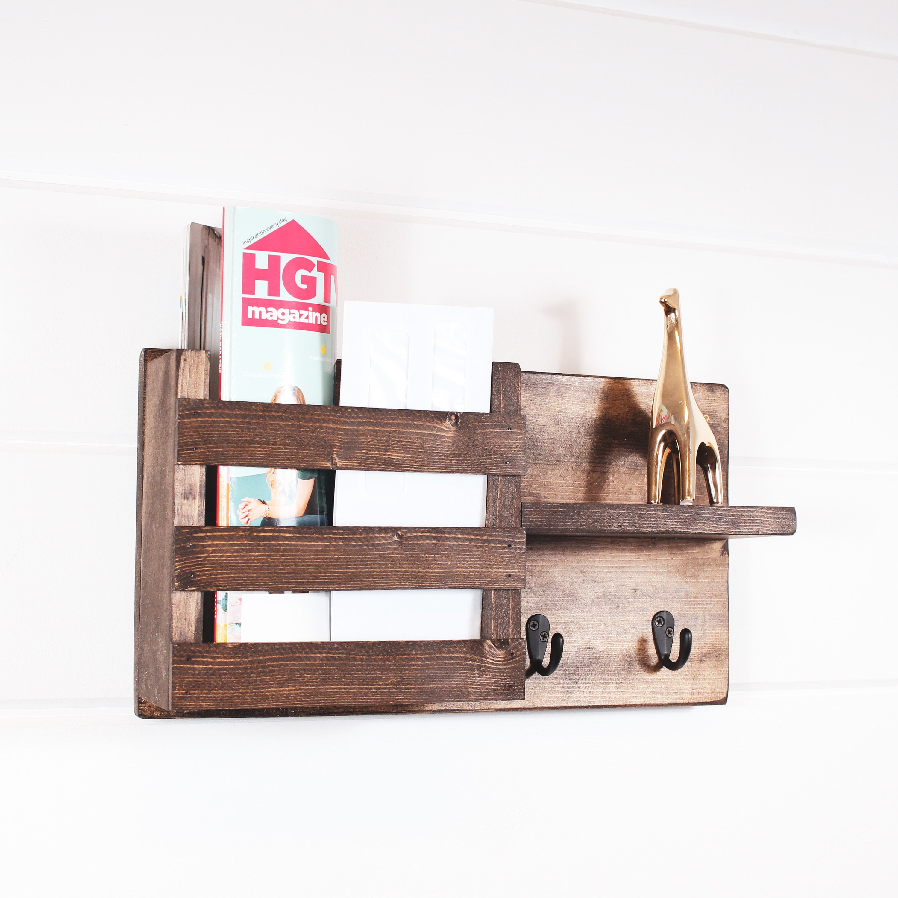 Wall Mount Entryway Mail Envelope Organizer Key Holder Hooks - Etsy
