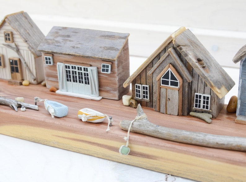 Small Wooden Village, Driftwood Cottages, Miniature Wooden Houses ...