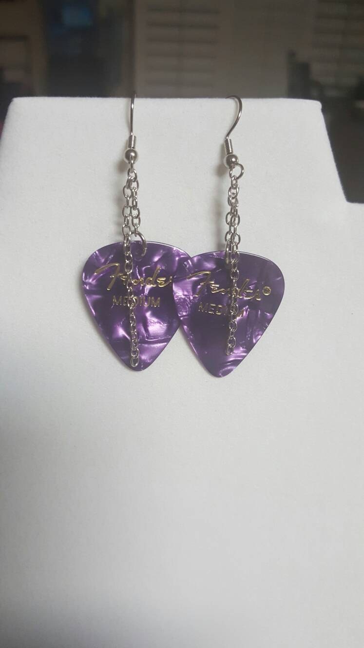 Purple Tortoise Shell Guitar Pick Earrings. - Etsy
