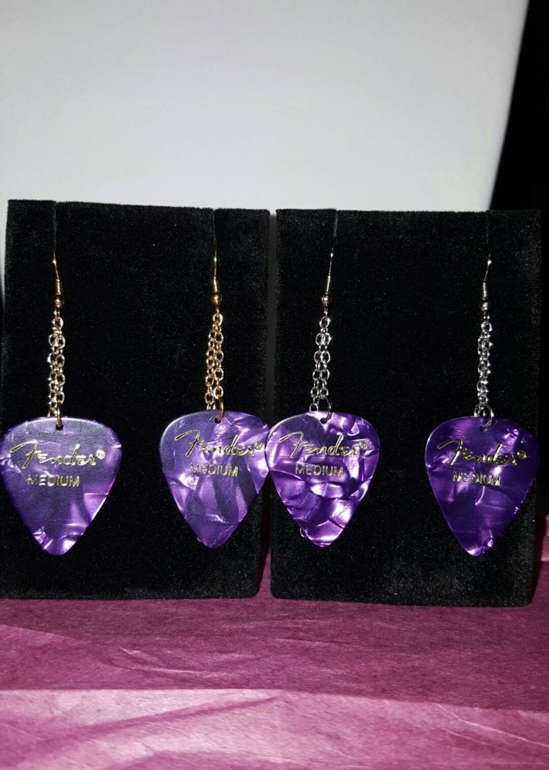 Purple Tortoise Shell Guitar Pick Earrings. - Etsy