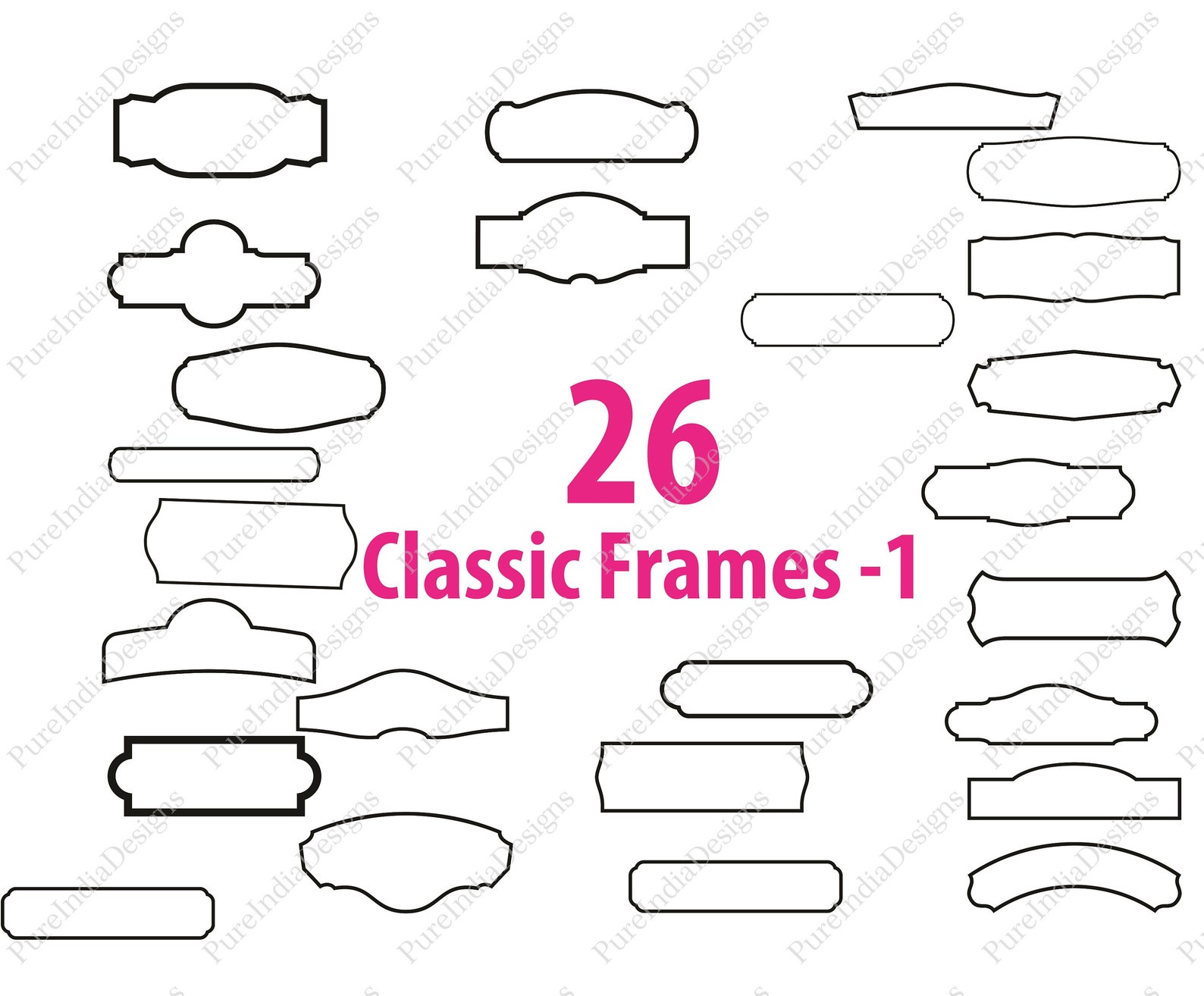 50 Classic Frames Frame SVG Clipart Frames PNG Files for | Etsy
