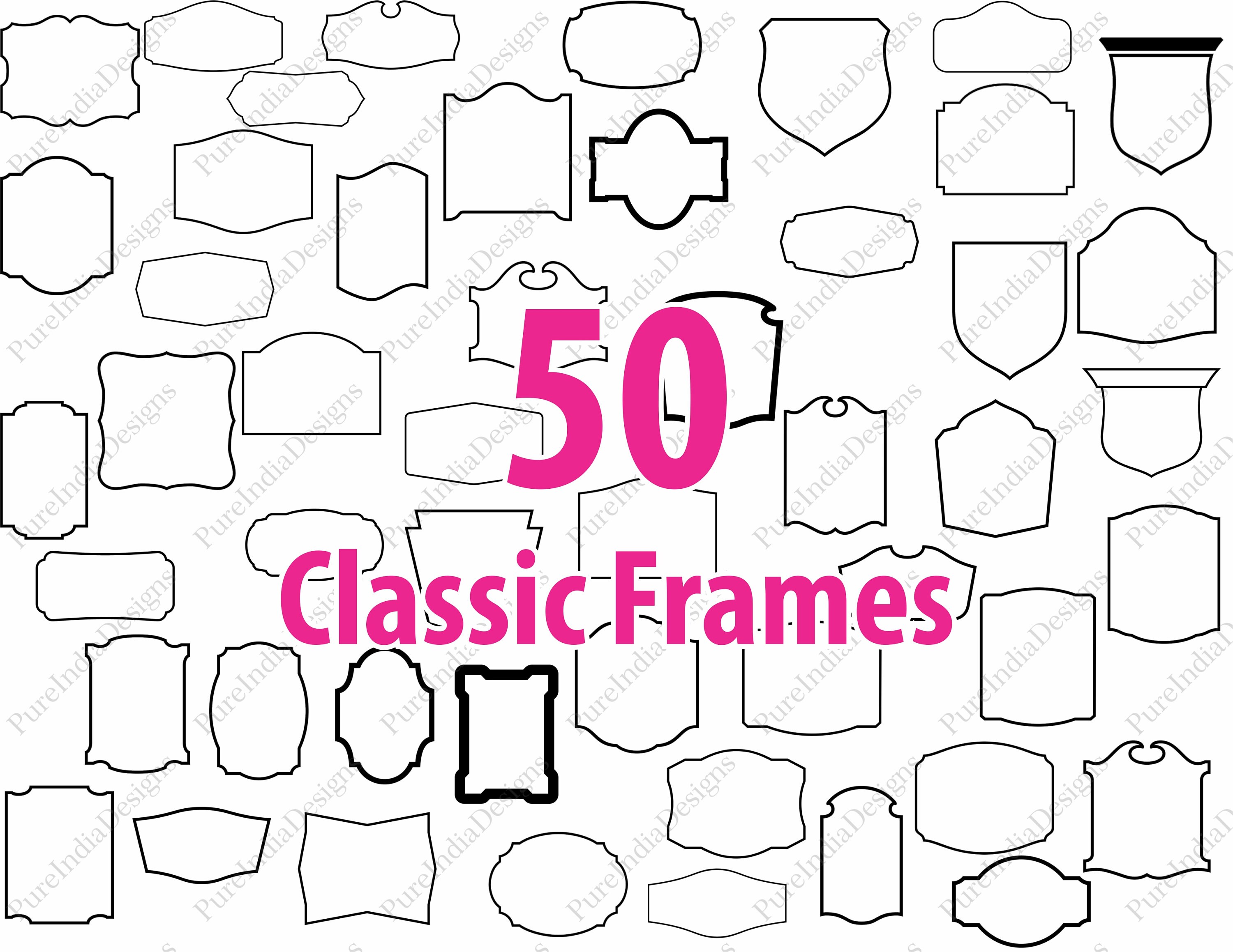 Clip Art Frames Bundle Decorative Frames Svg 35 Frames Svg Vector Frame ...