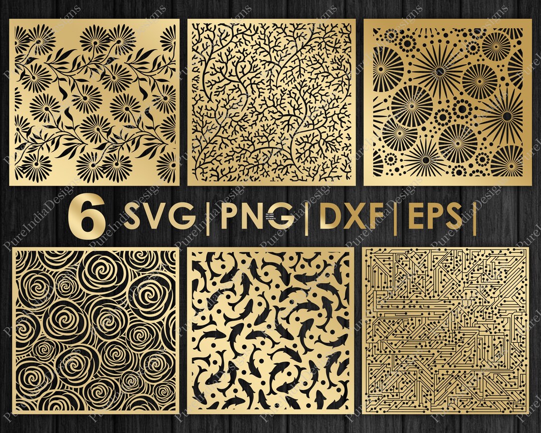 Buy 6 Designs Bundle, Floral, Privacy Screen, Decorative Panel, Svg ...