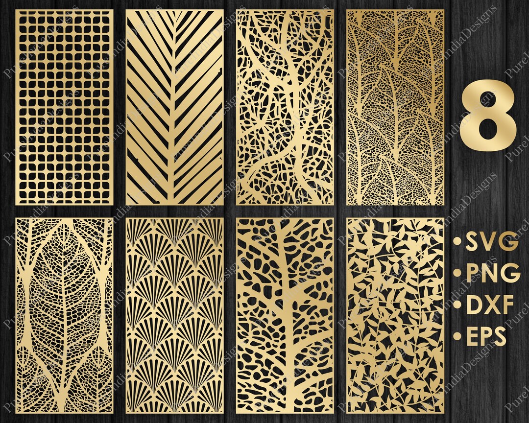 8 Pcs Privacy Screen Laser Cut Files, Room Divider Vector Panel (SVG ...