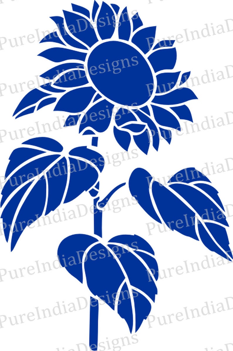 Sunflower Stencil Svg Sunflower Laser Cutting Digital Etsy