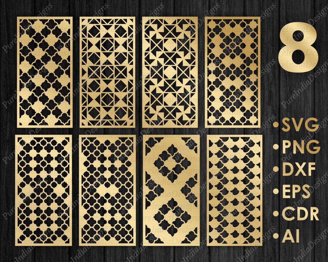 8 Moroccan Decorative Panels, CNC Files, Privacy Screen (digital ...