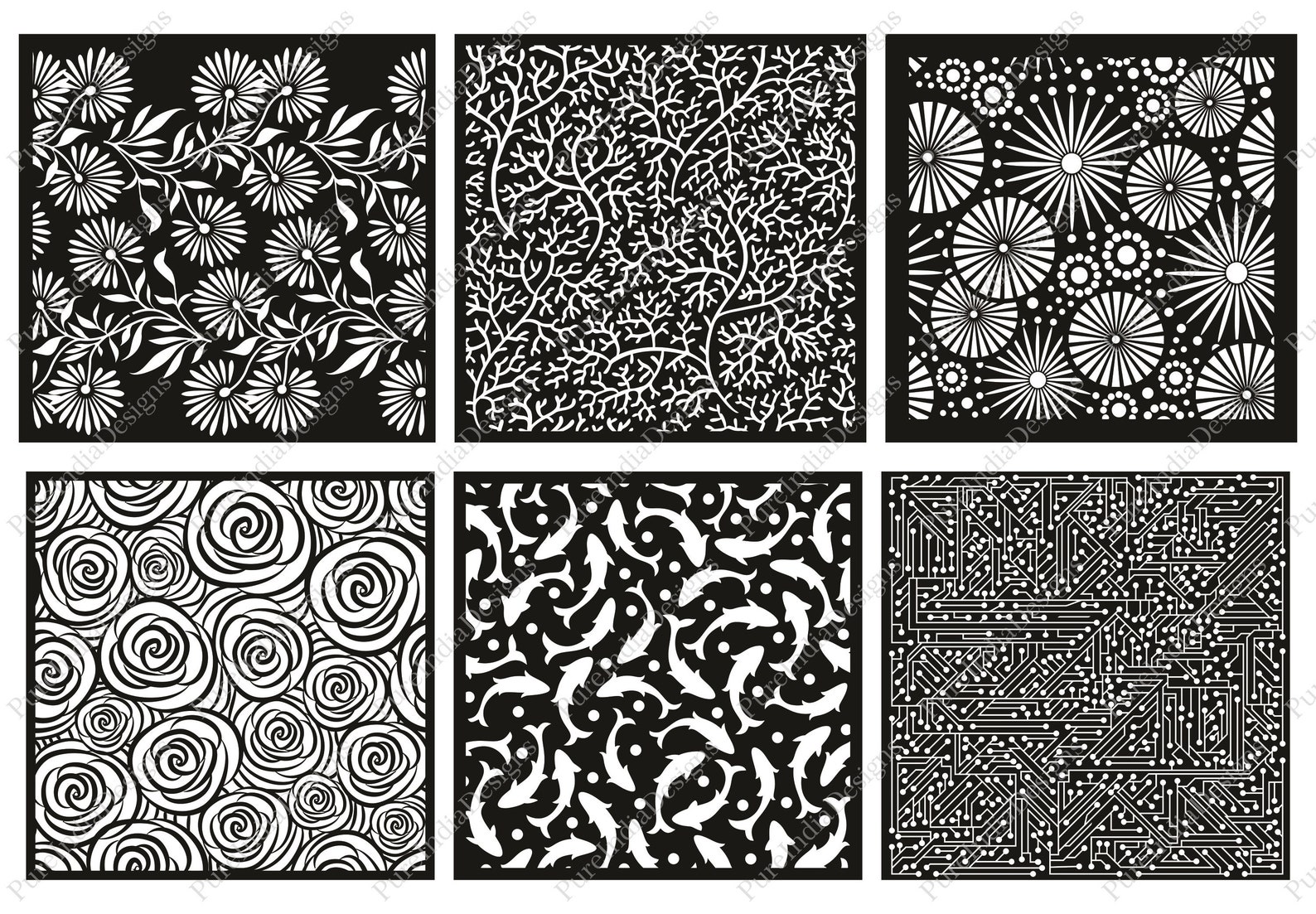 6 Designs Bundle Floral Privacy Screen Decorative Panel | Etsy