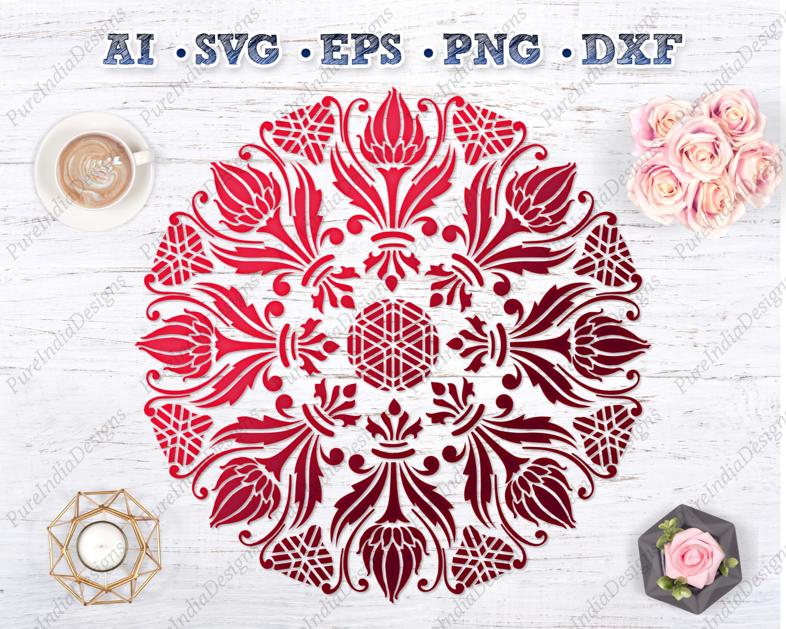 Floral Mandala SVG, Stencil, Laser Cut Files (digital Download) - Etsy