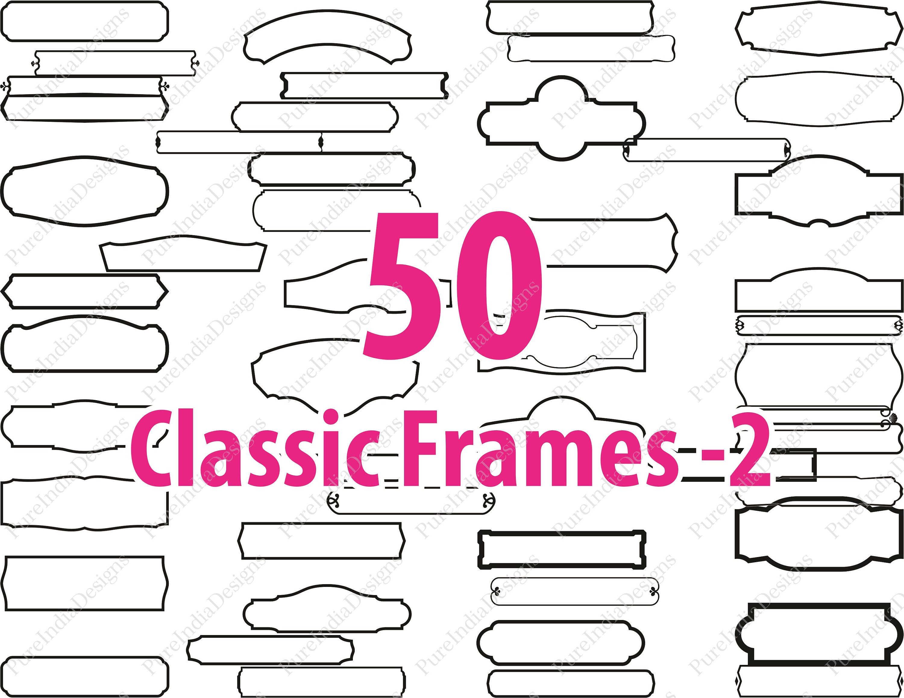 50 Classic Frames, Frame SVG, Clipart, Frames PNG, Files for Cricut ...