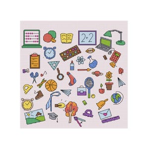 Back to School Cross Stitch Pattern: Digital Art (PDF Download) - Etsy