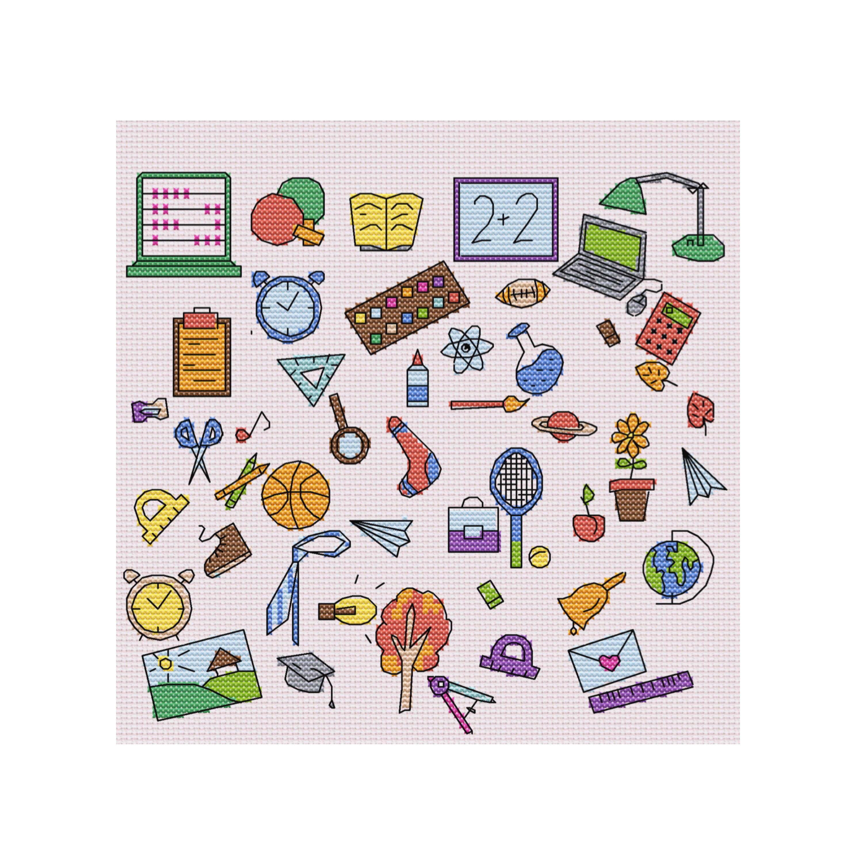 Back to School Cross Stitch Pattern: Digital Art (PDF Download) - Etsy