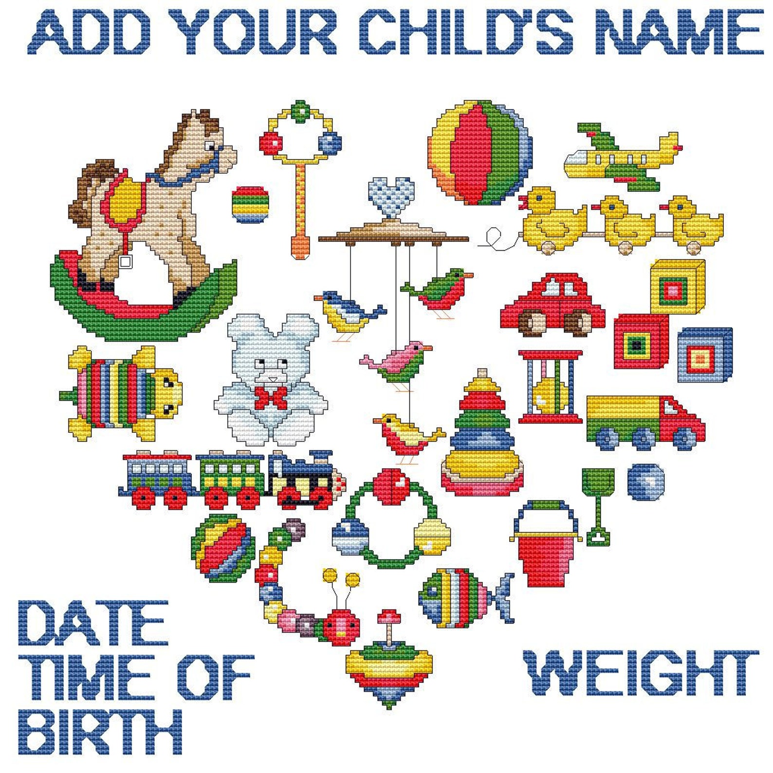 Cross Stitch Pattern PDF - Baby Heart for Nursery. Little Boys. for ...