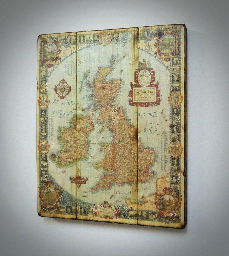 Great Britain Map, British Map, UK Map, Rustic Wood Map, Living Room ...