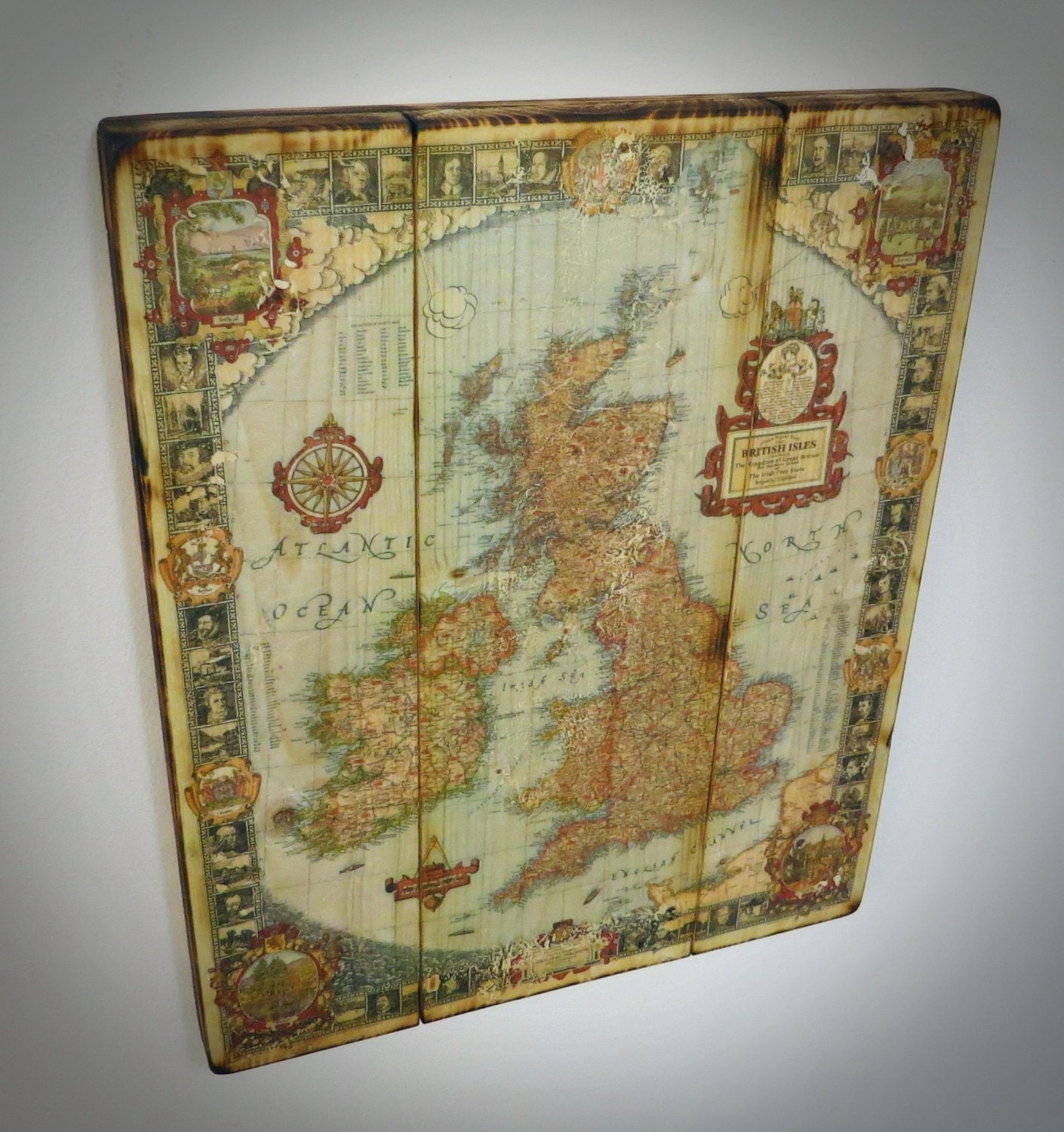 Great Britain Map, British Map, UK Map, Rustic Wood Map, Living Room ...